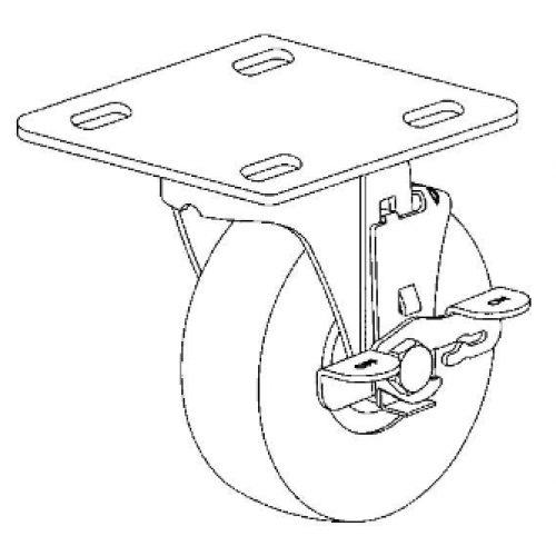 Caster - Swivel 5" Wheel With Lock and Mounting Plate